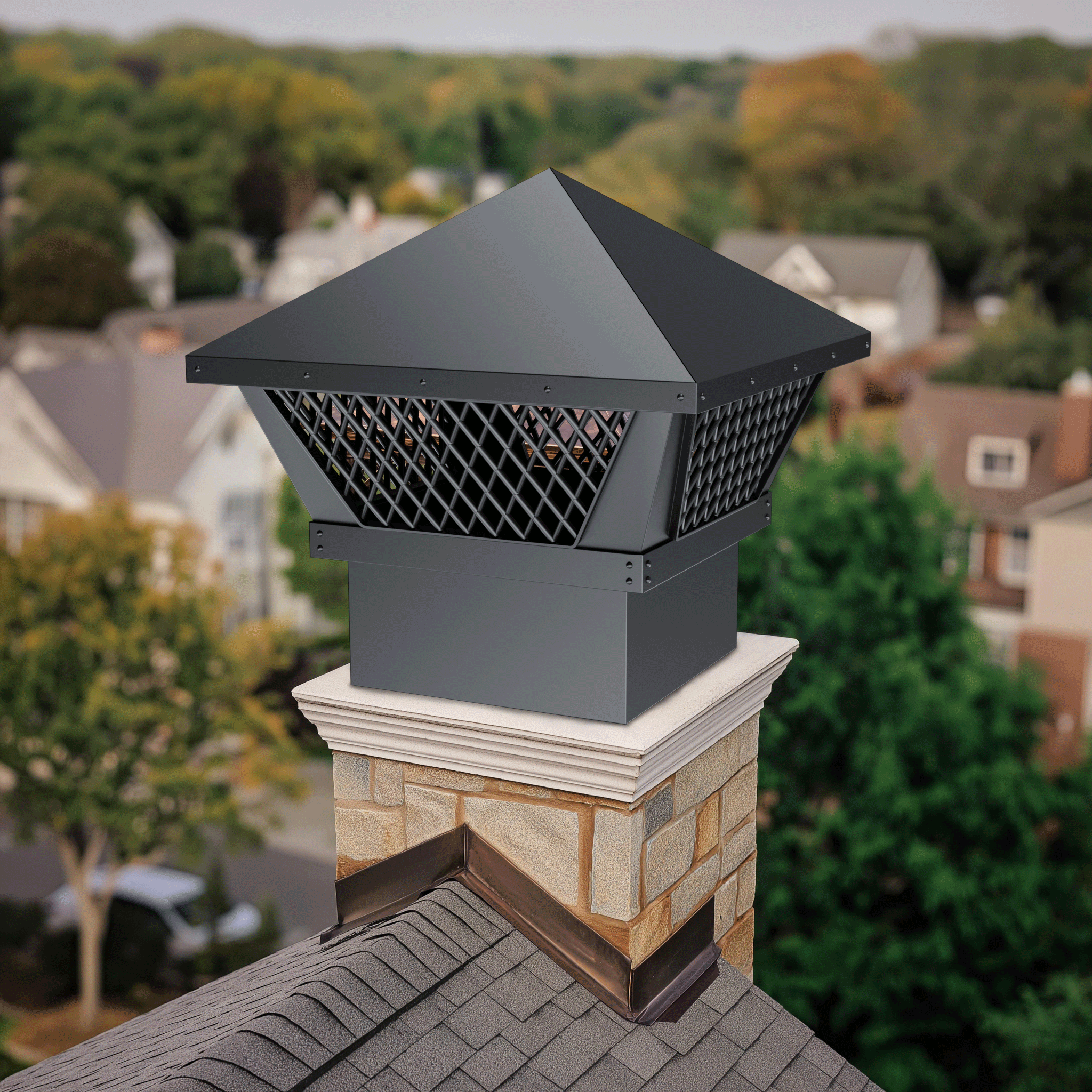 MASTER Custom Pyramid Black Stainless Steel Chimney Topper MS-P09 ...